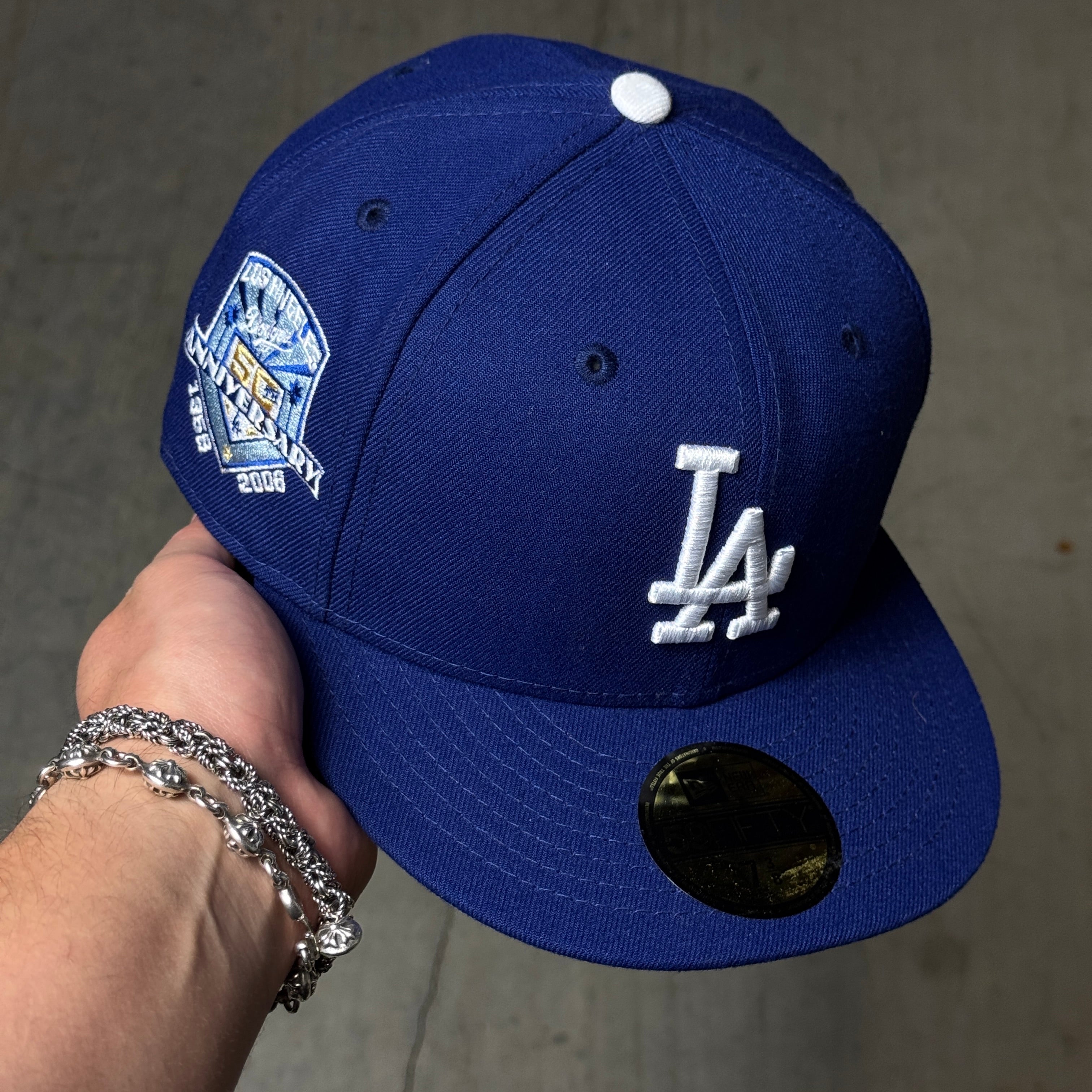 NWT 3/8 Blue Los Angeles Dodgers 50th Anniversary 59fifty New Era Fitt ...