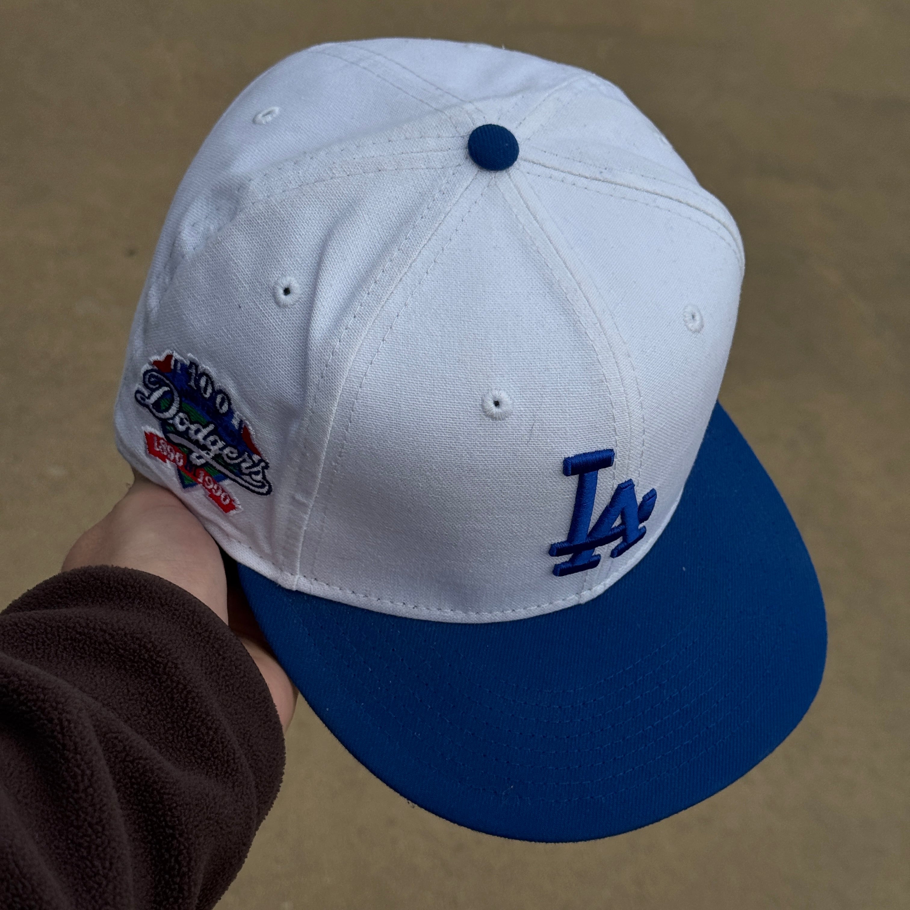 USED 1/2 White Los Angeles Dodgers 100th Anniversary 59fifty New Era F ...