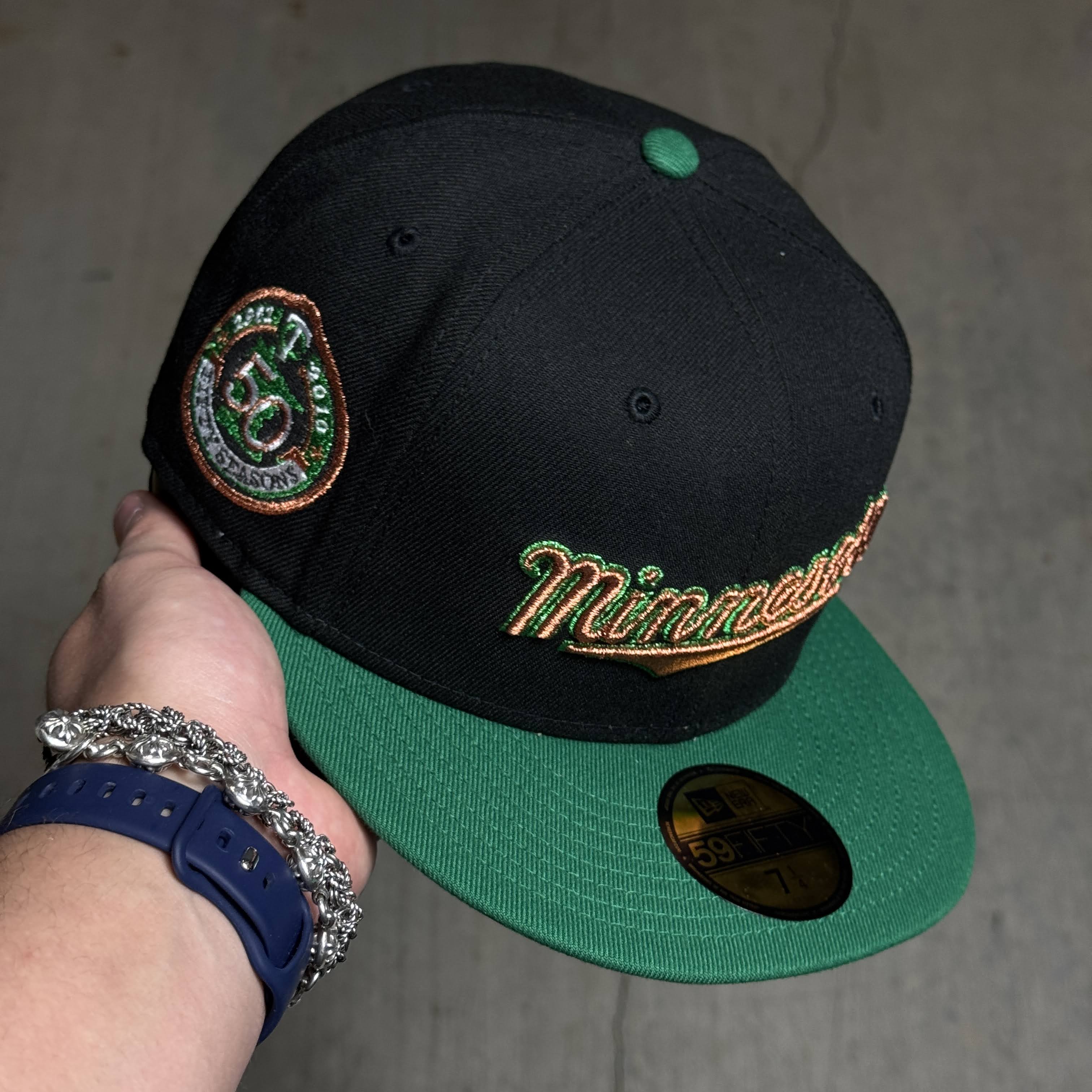 NWT 1/4 Black Minnesota Twins 50 Season 59fifty New Era Fitted Hat Cap ...