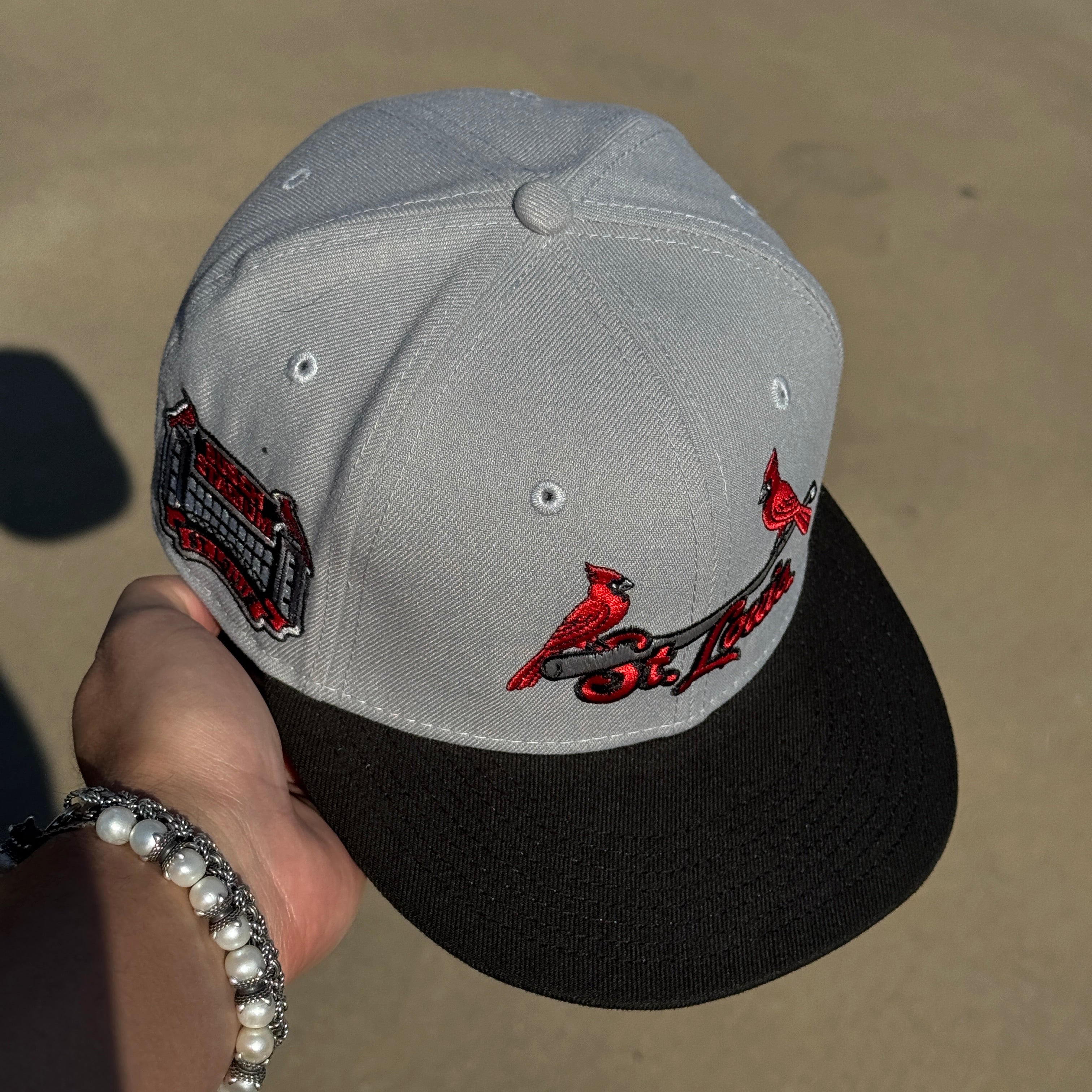 USED 1/8 Gray St. Louis Cardinals Busch Stadium 59fifty New Era Fitted ...