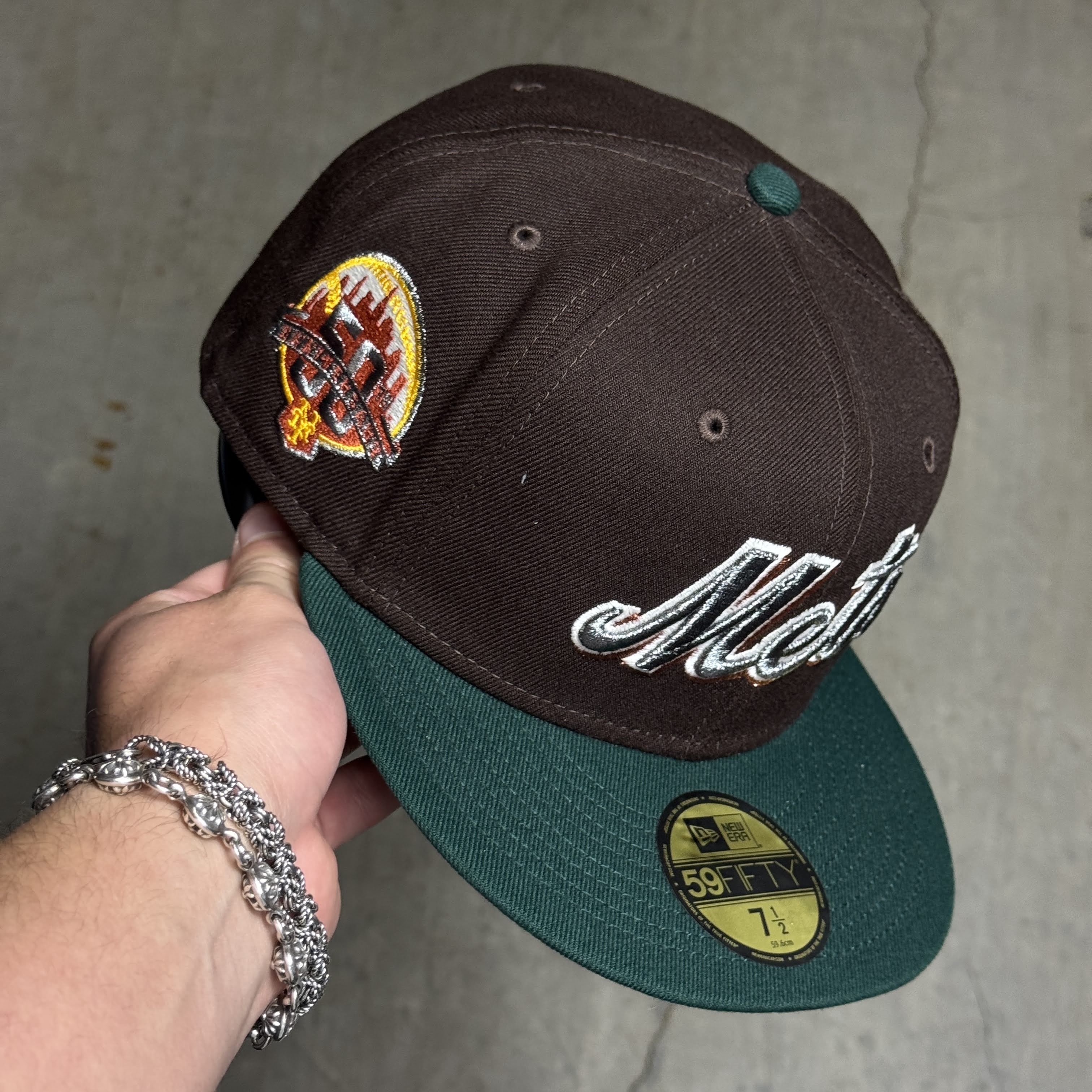 NWT 1/2 Brown New York Mets 50th Anniversary 59fifty New Era Fitted Ha ...