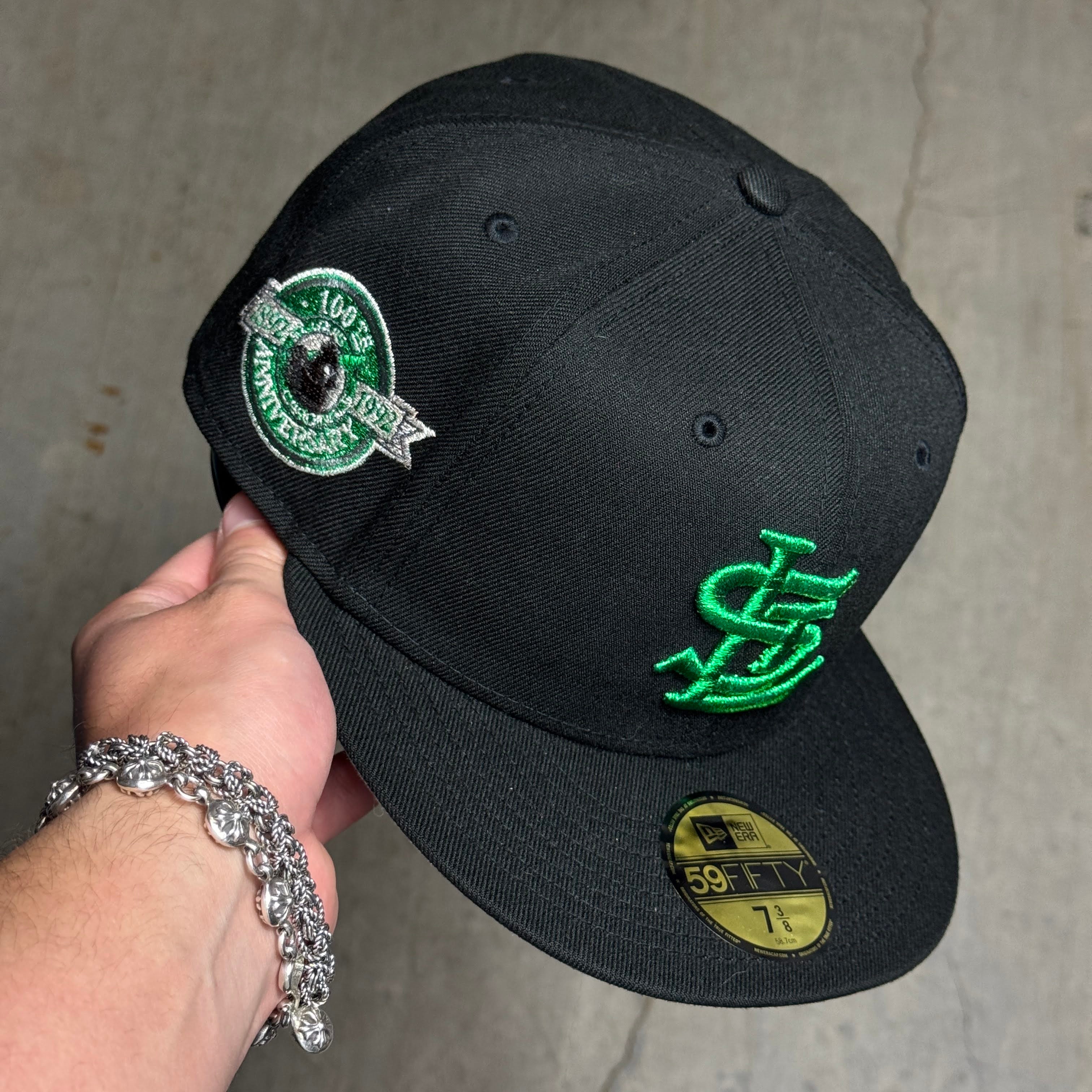 NWT 3/8 Black St. Louis Cardinals 100th Anniversary 59fifty New Era Fi ...