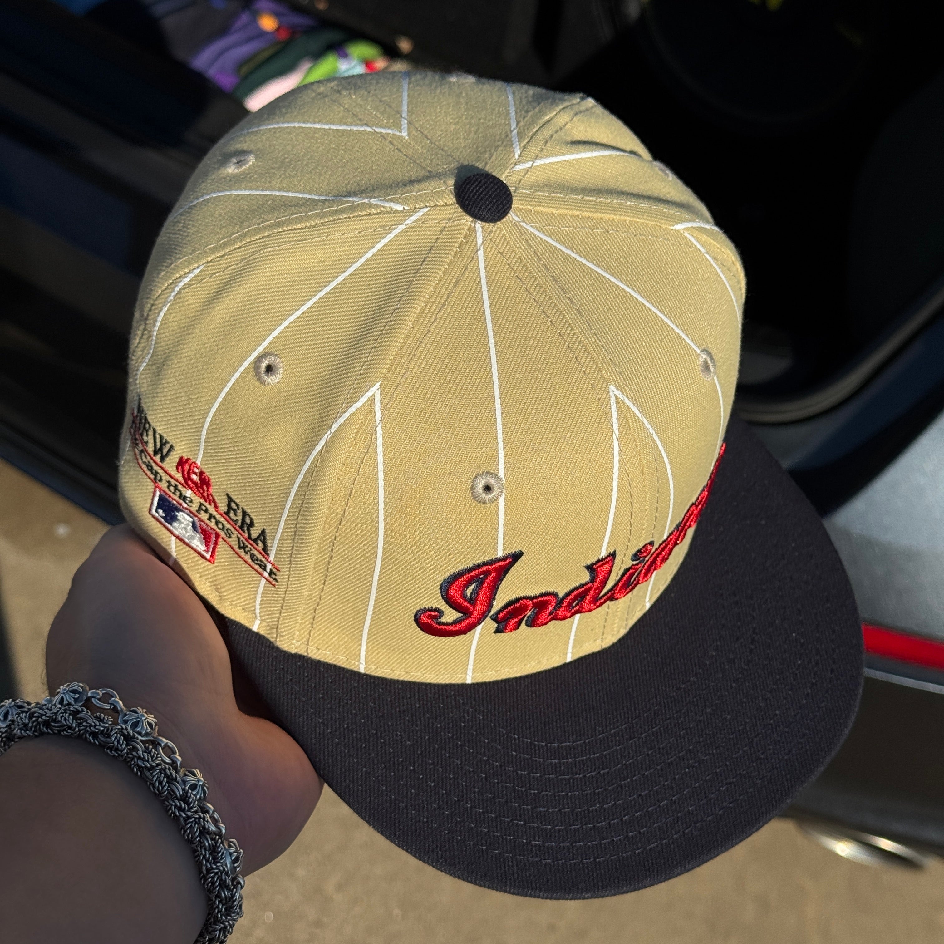 NWT 7 1/8 Khaki Cleveland Indians Throwback 59fifty New Era Fitted Hat ...