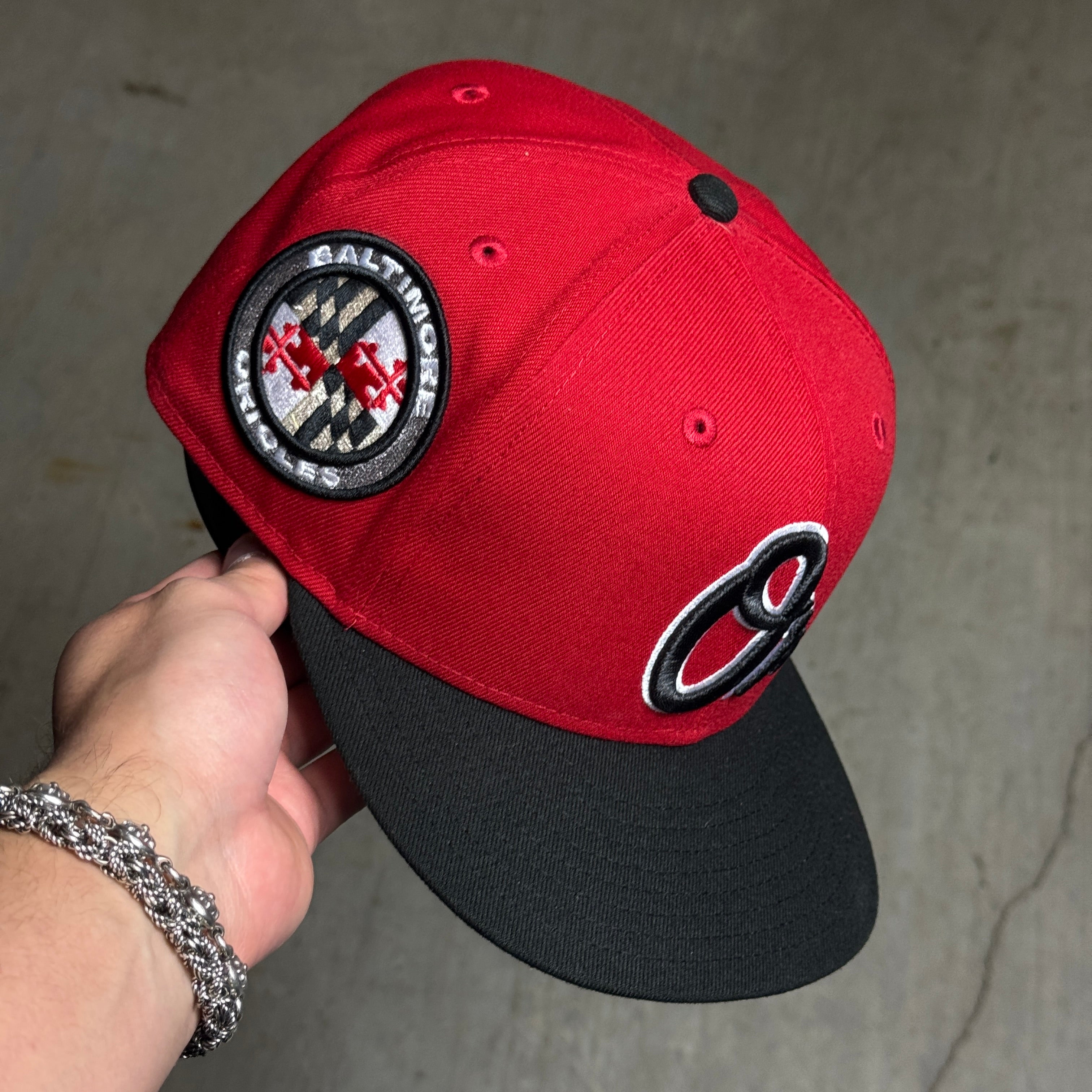 USED 5/8 Red Baltimore Orioles Circle Logo 59fifty New Era Fitted Hat ...